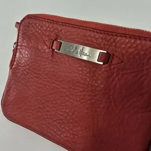 Cole Haan | Bags | Cole Haan Leather Wristlet Tomato Red Wrist Bag ...